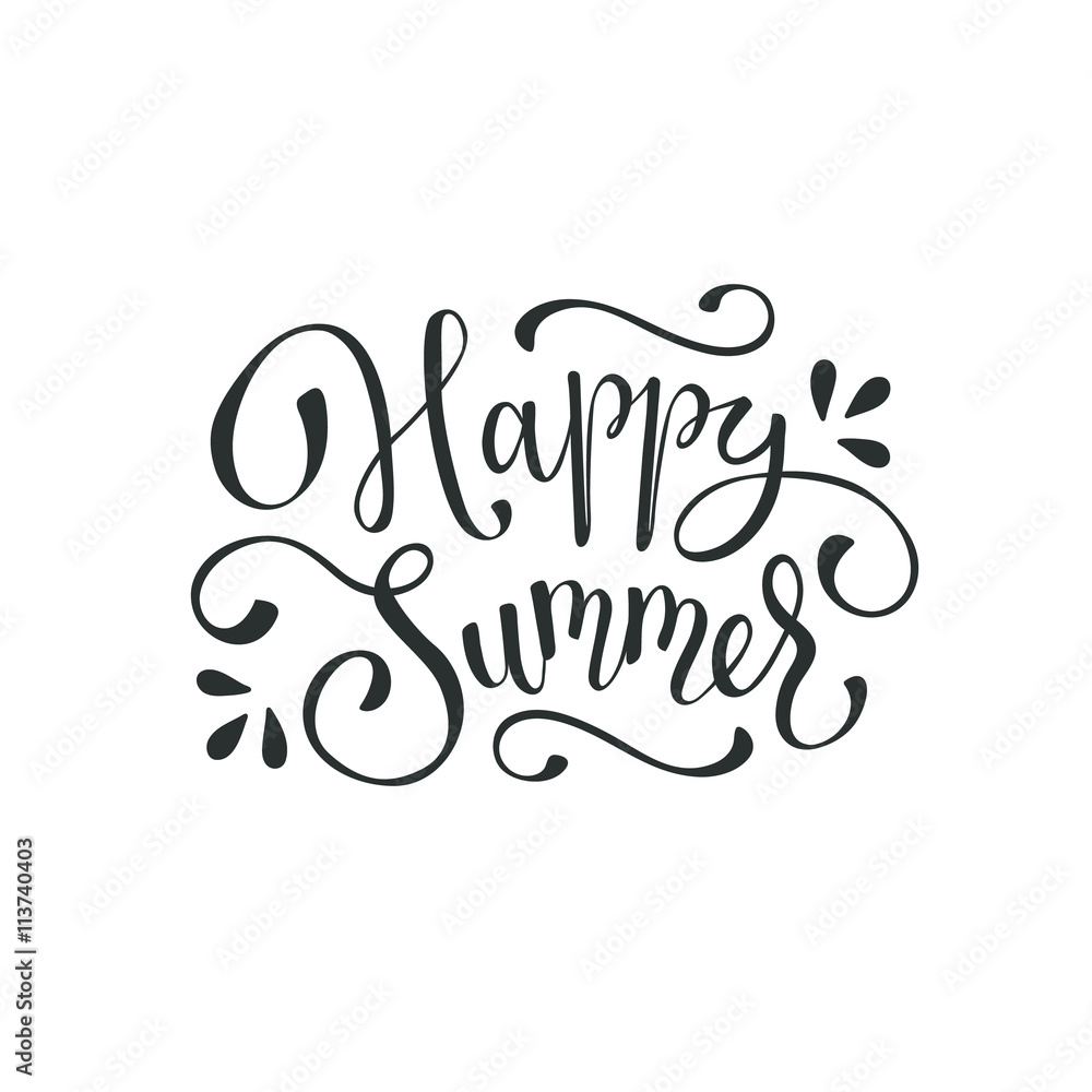 Happy summer wording isolated on white background. Summer time ...