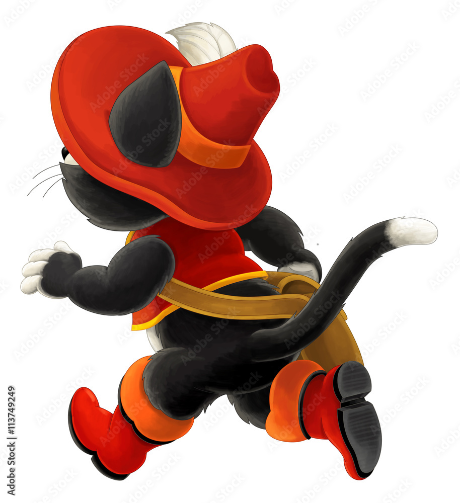 Cartoon cat - isolated - running - back - illustration for the children ...
