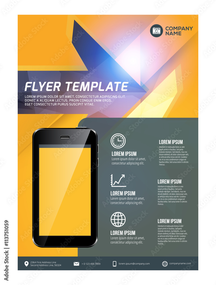 Vector Business Flyer Design Template for Mobile Application or New ...