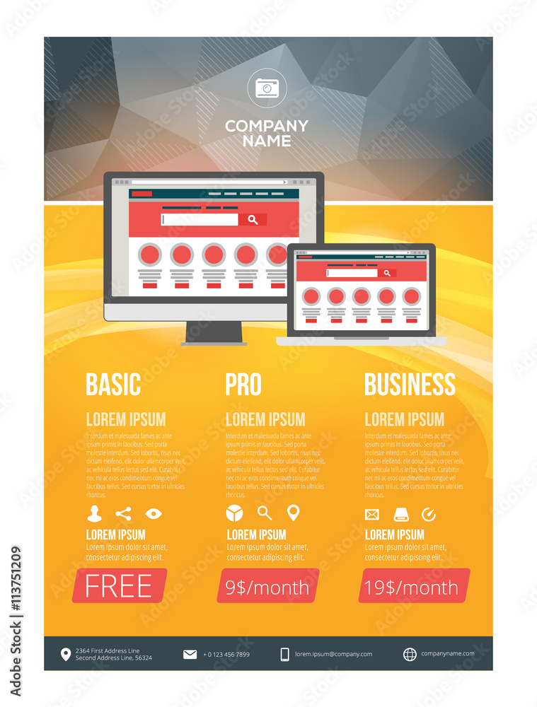 Vector Business Flyer Design Template for Mobile Application or New ...