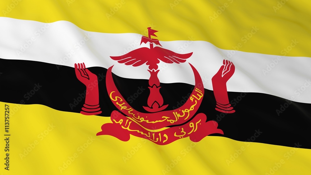 Bruneian Flag HD Background - Flag of Brunei 3D Illustration Stock ...