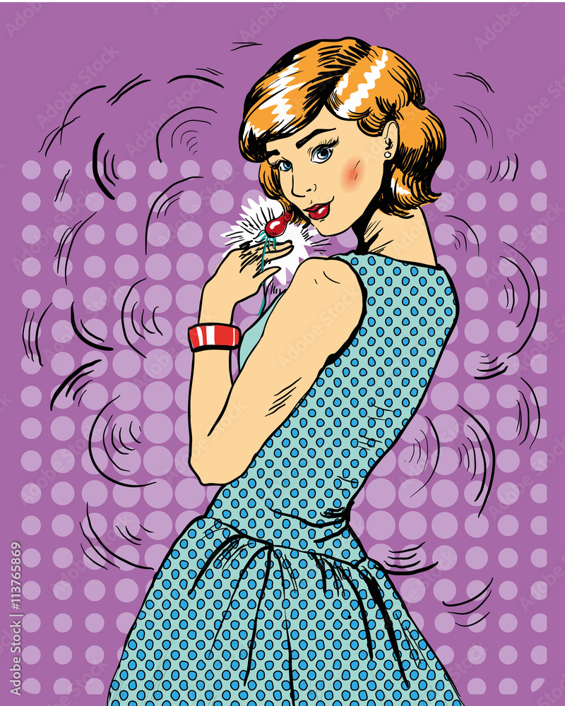 Beautiful Woman. Vector illustration in comics retro pop art style ...