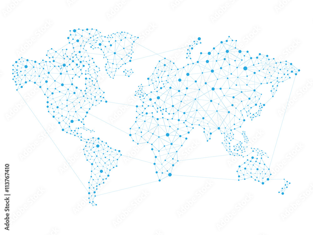 World map network, Global network connection vector illustration Stock ...