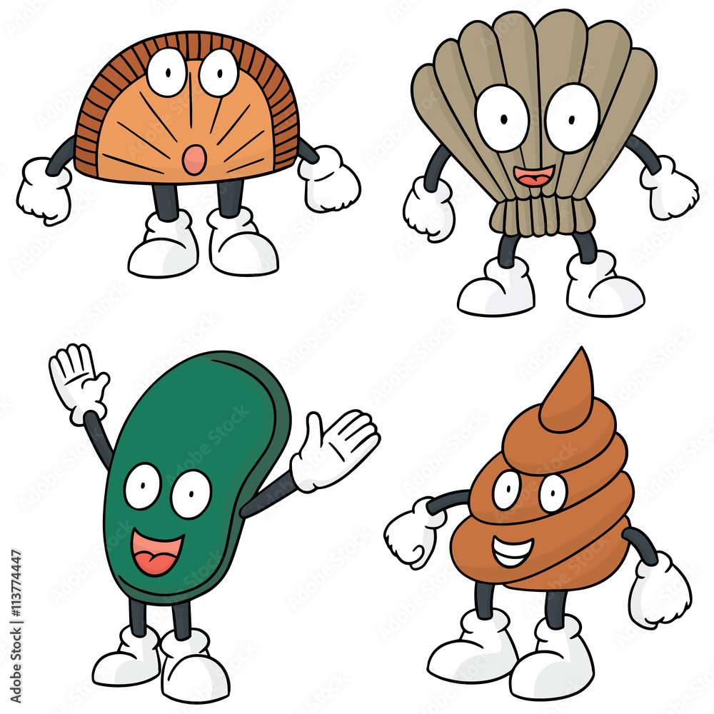 vector set of shell cartoon Stock Vector | Adobe Stock