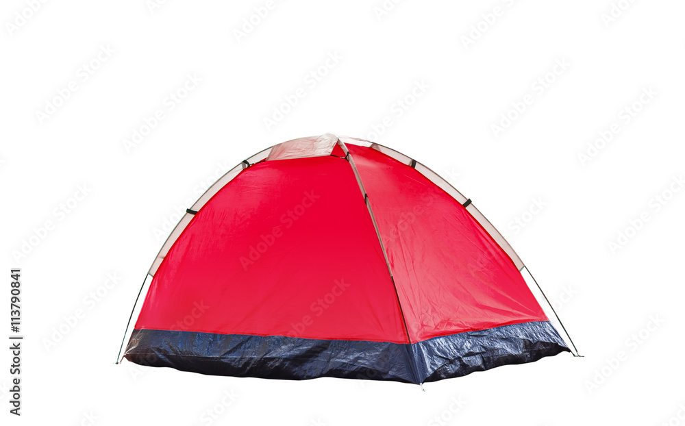 Isolated red dome tent on white Stock Photo | Adobe Stock