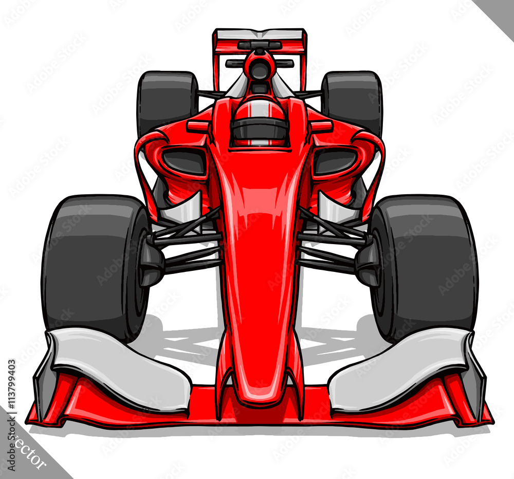 front view vector fast cartoon formula race car illustration art Stock ...