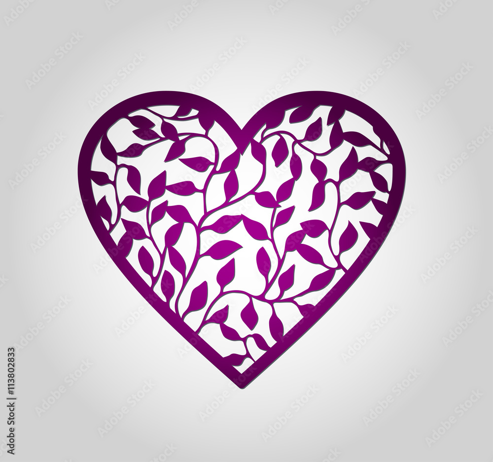 Laser cut heart label. Die cut heart shapes with swirl. Stock Vector ...