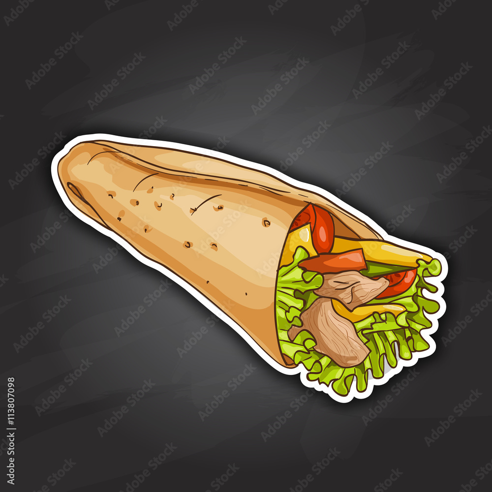 Burrito color picture sticker Stock Vector | Adobe Stock