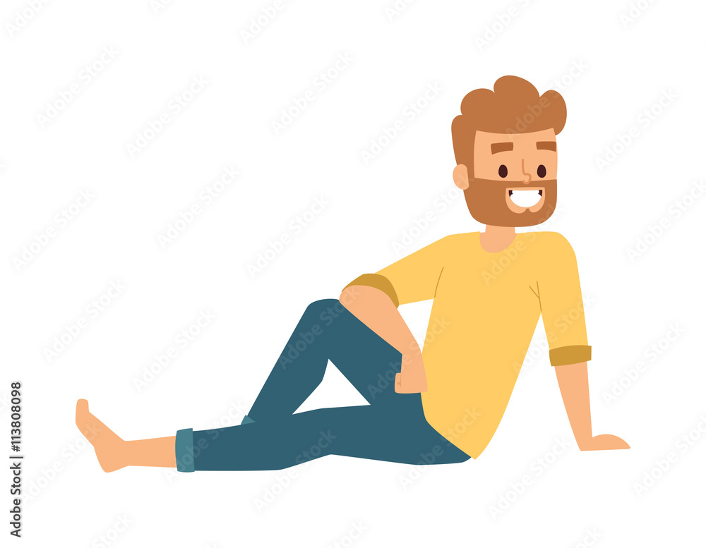 Sitting man vector illustration. Stock Vector | Adobe Stock