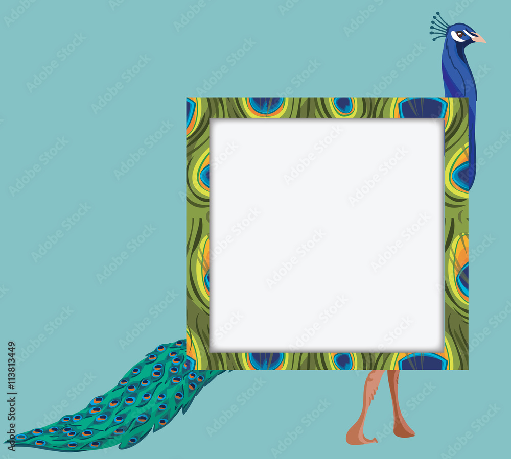 Cartoon peacock frame Stock Vector | Adobe Stock