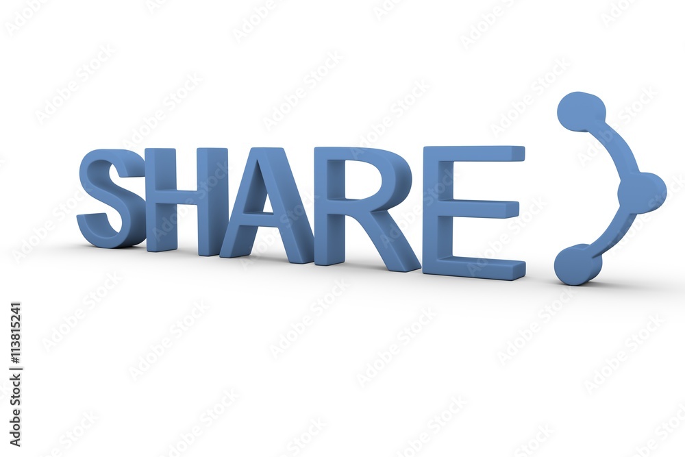 SHARE text on white background 3D illustration Stock Illustration ...