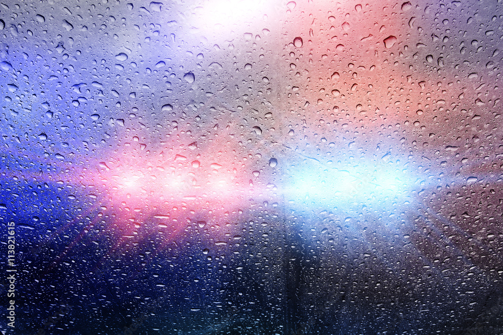 Police crime scene, rain background with police lights Stock Photo ...