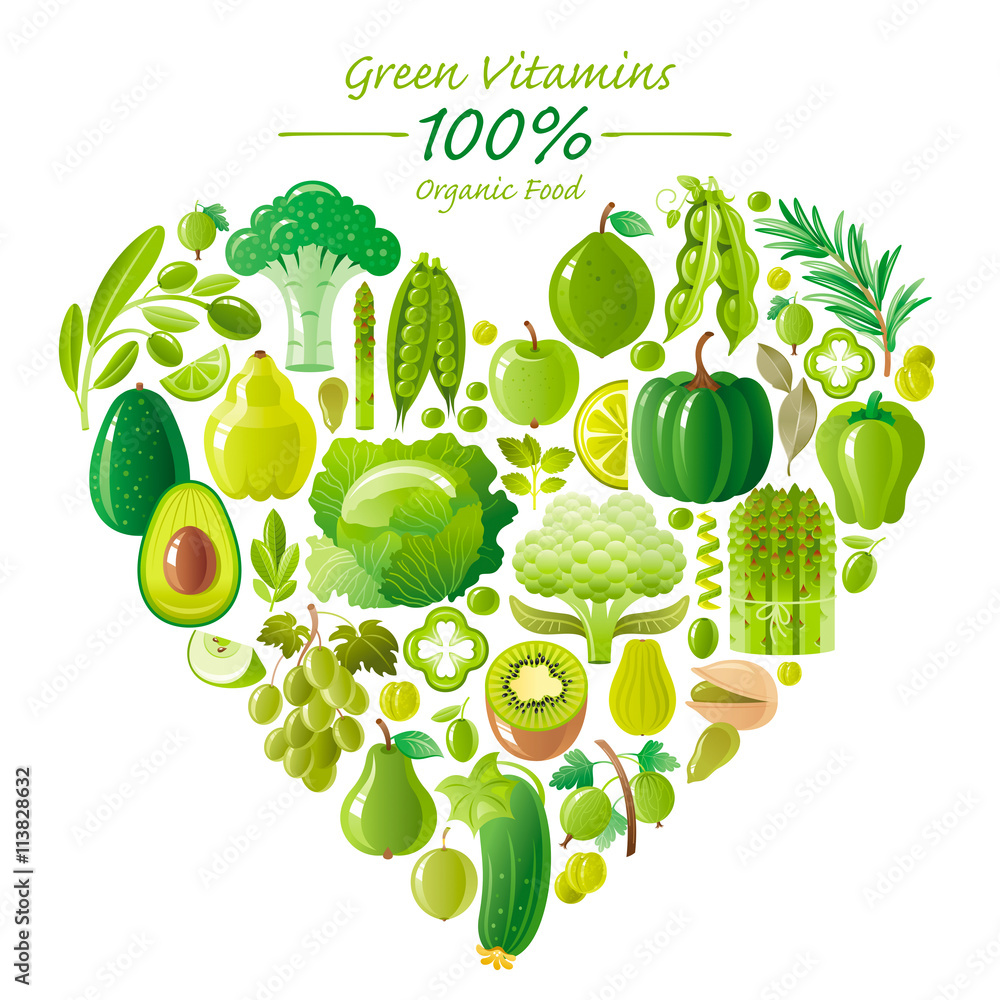 Green Fruits And Vegetables Cliparts