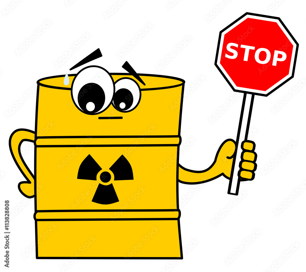 cute cartoon toxic waste yellow barrel with stop sign funny concept ...