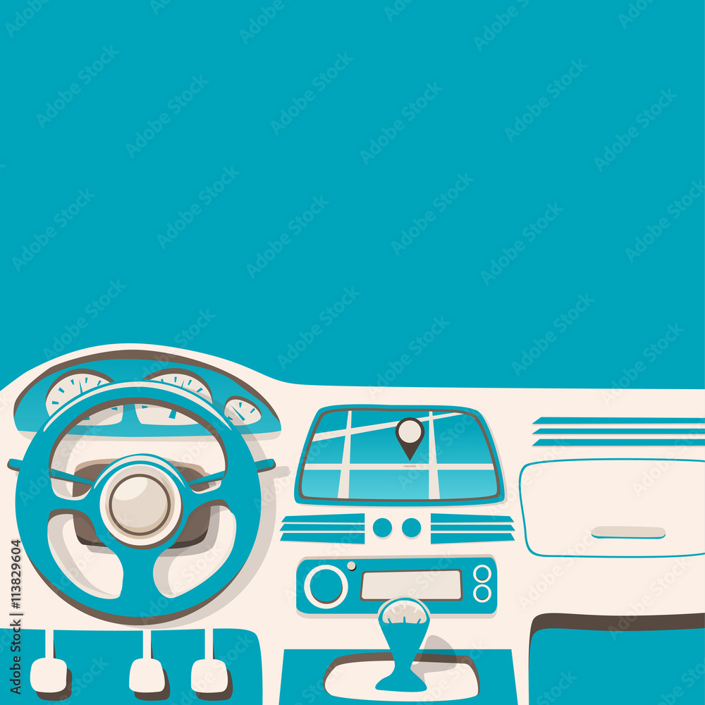 Vehicle interior. Inside car. Vector cartoon illustration Stock Vector ...