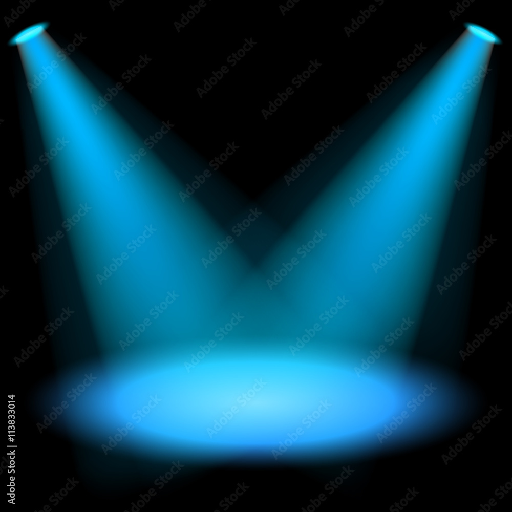Blue spotlights shining on transparent background Stock Vector | Adobe ...