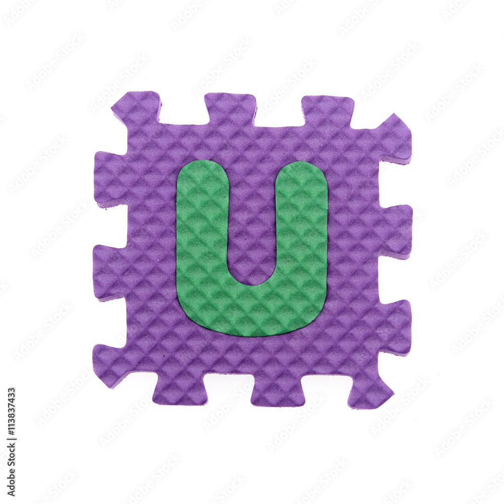 Alphabet U puzzle pieces on white background Stock Photo | Adobe Stock