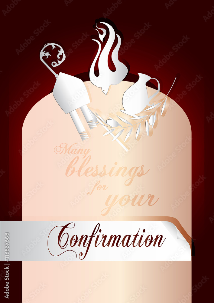 Sacrament of Confirmation, symbolic vector drawing illustration, with ...