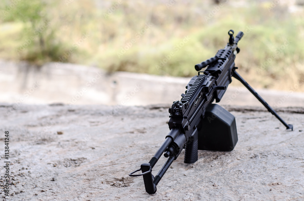 m249 minimi light machine gun airsoft Stock Photo | Adobe Stock