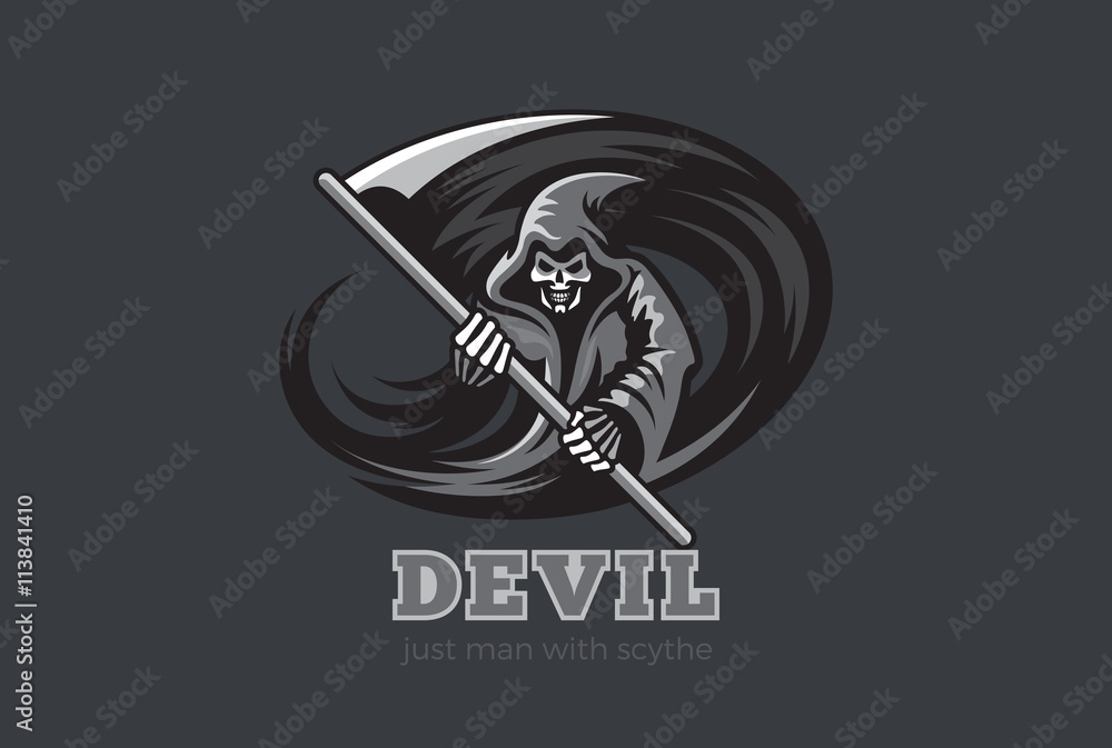 Halloween Death Devil Demon Horror Ghost Scythe Logo abstract Stock ...