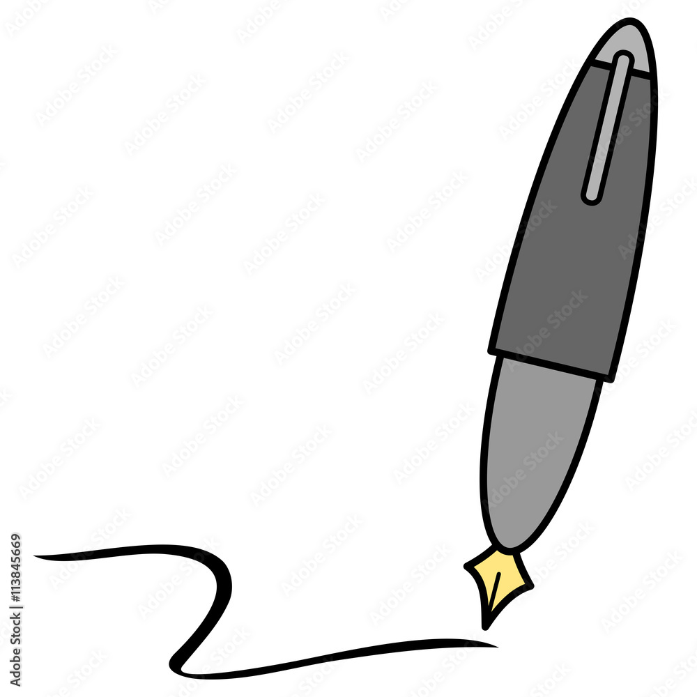 cartoon fountain pen writing vector illustration Stock Vector | Adobe Stock
