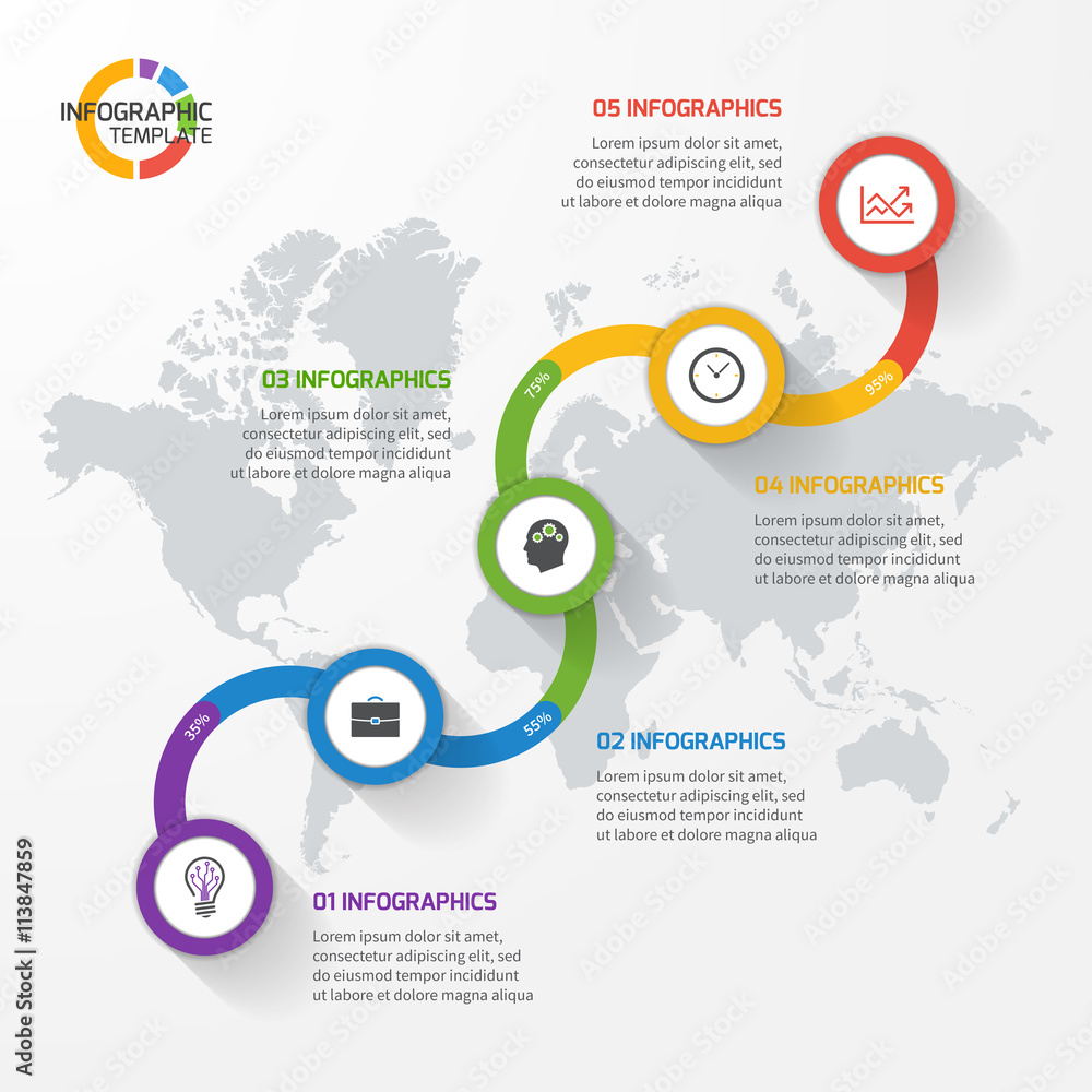 Abstract line graph infographic template for charts and diagrams ...