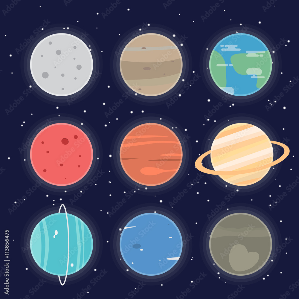 planets icon of solar system flat design Stock Vector | Adobe Stock