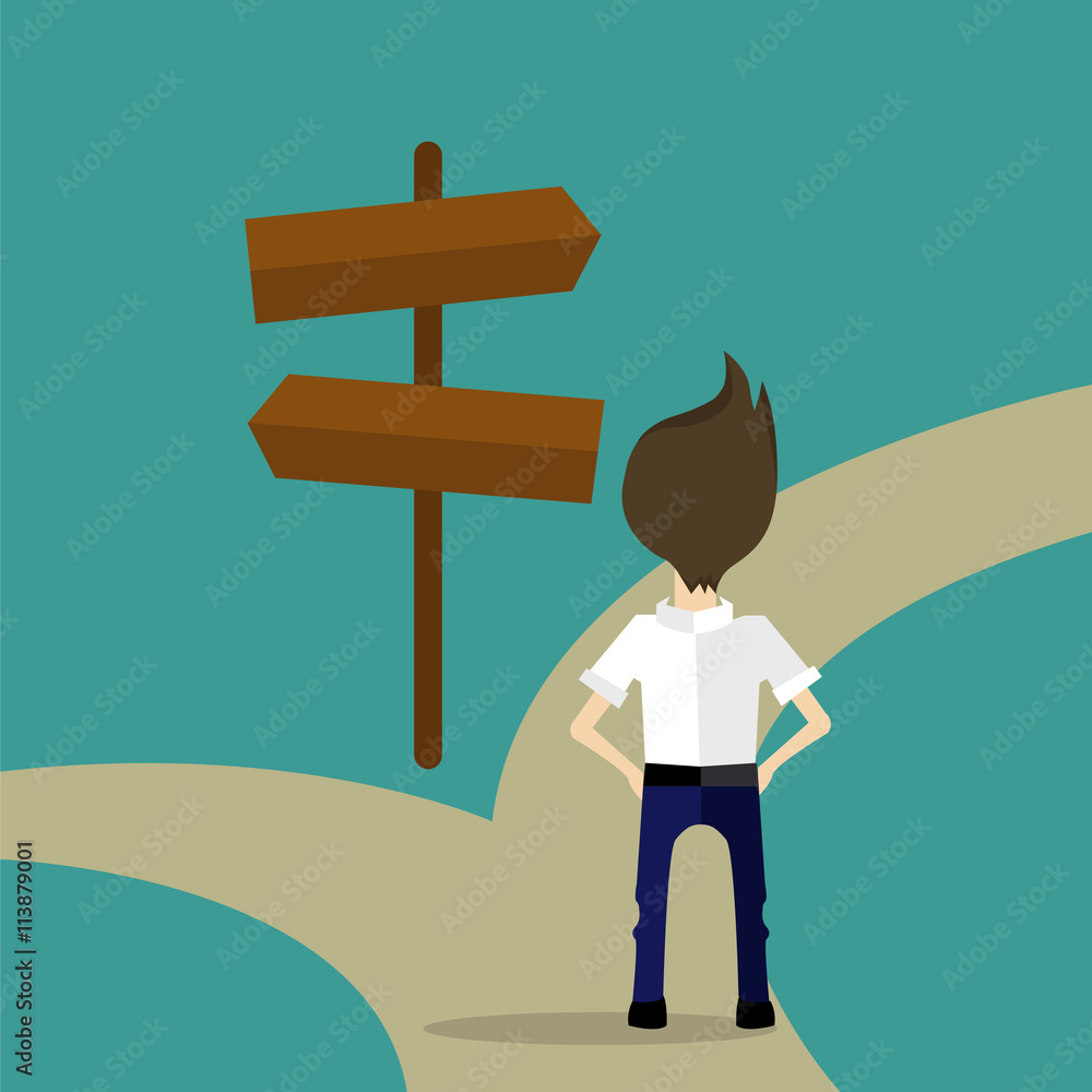 vector of man making the right way choose your way Stock Vector | Adobe ...