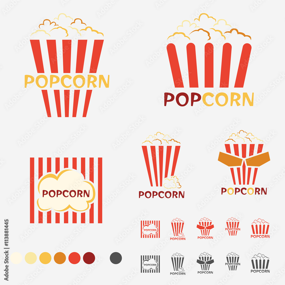 Popcorn Logo Set - Vector Stock Vector | Adobe Stock