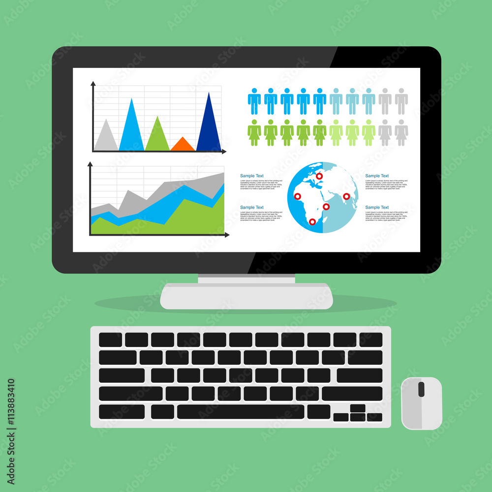 Web analytic showing business growth graph concept illustration. Stock ...