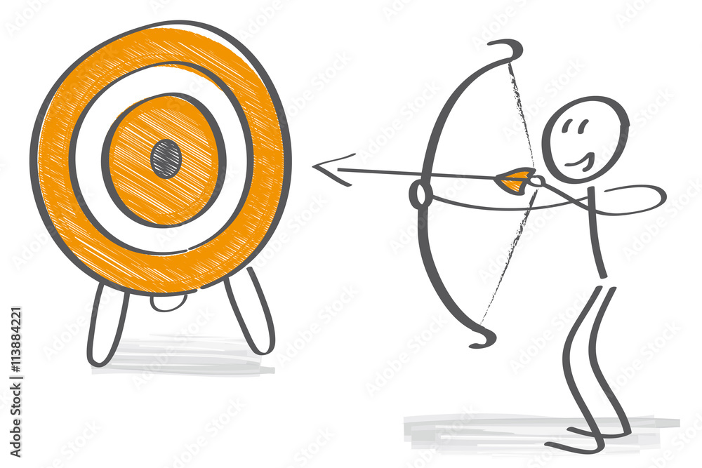 Strichmännchen schießt auf Zielscheibe Stock Vector | Adobe Stock