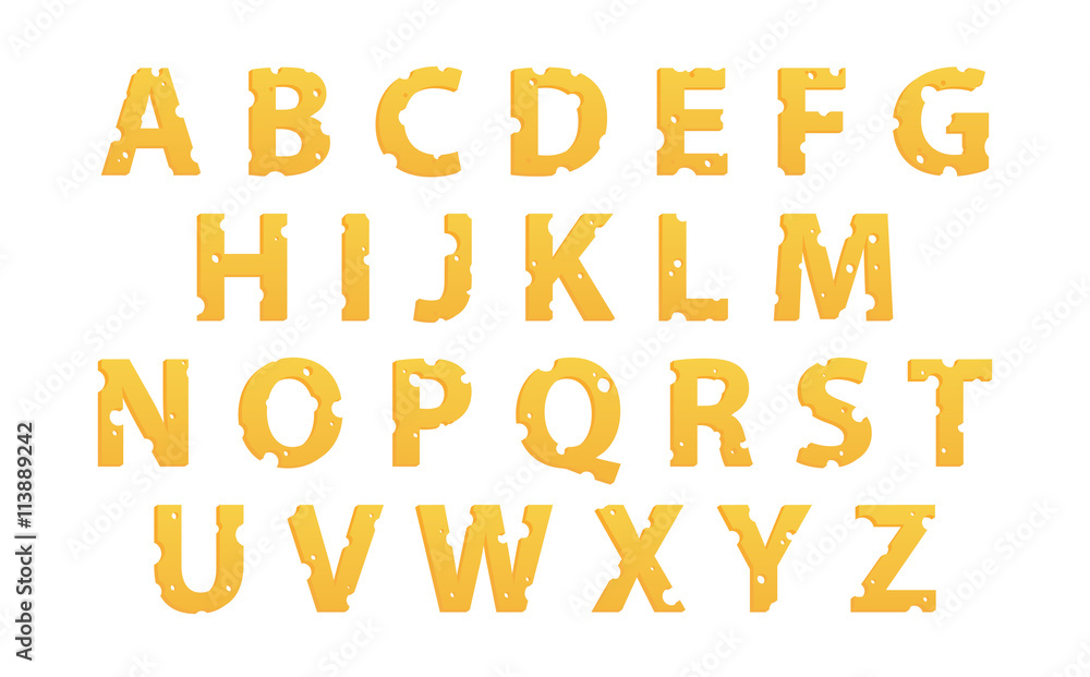 Alphabet Made of Cheese Stock Vector | Adobe Stock