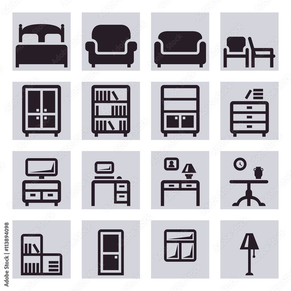 Furniture vector icons Stock Vector | Adobe Stock