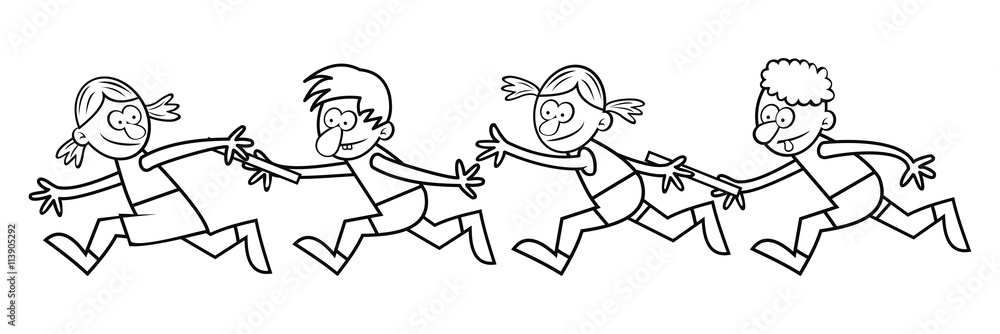 Relay races, coloring book, vector illustration Stock Vector | Adobe Stock