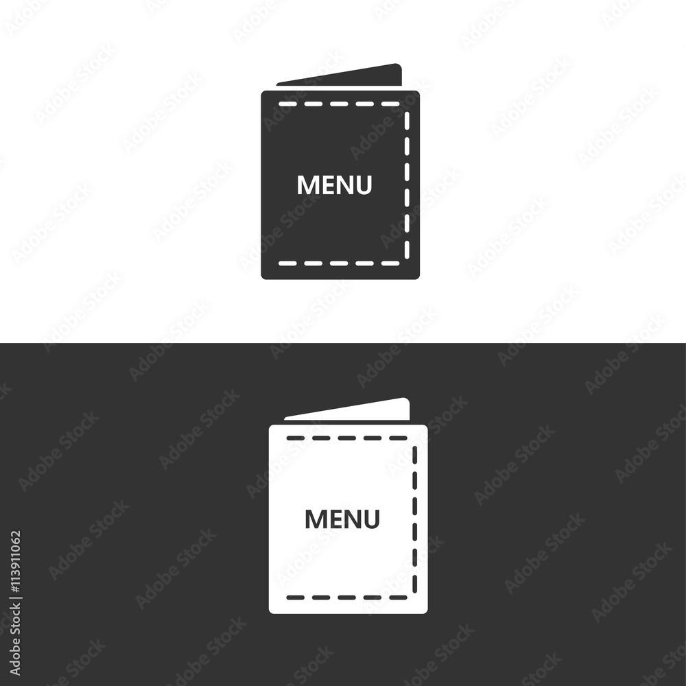 Icono de menú de restaurante sobre fondos blanco y negro Stock Vector ...