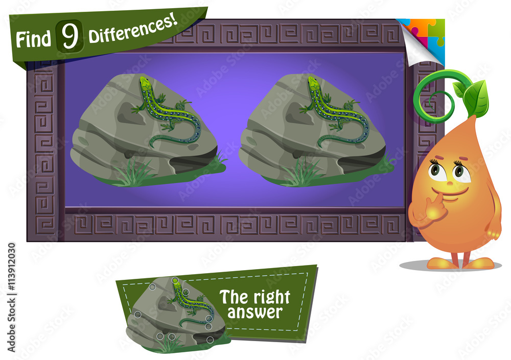 Find 9 differences lizard Stock Vector | Adobe Stock