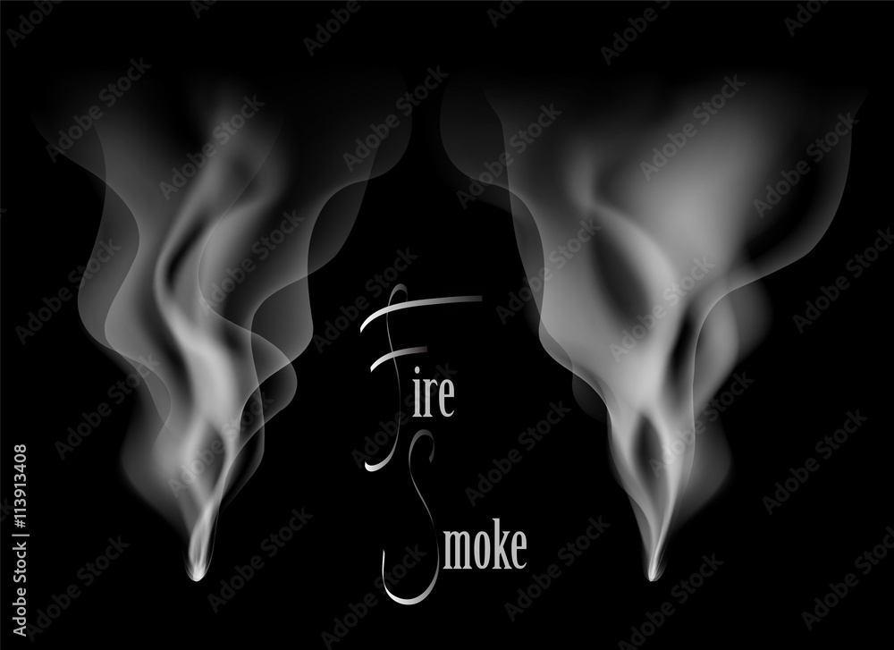 Vettoriale Stock Fire smoke vector illustration, transparent realistic ...
