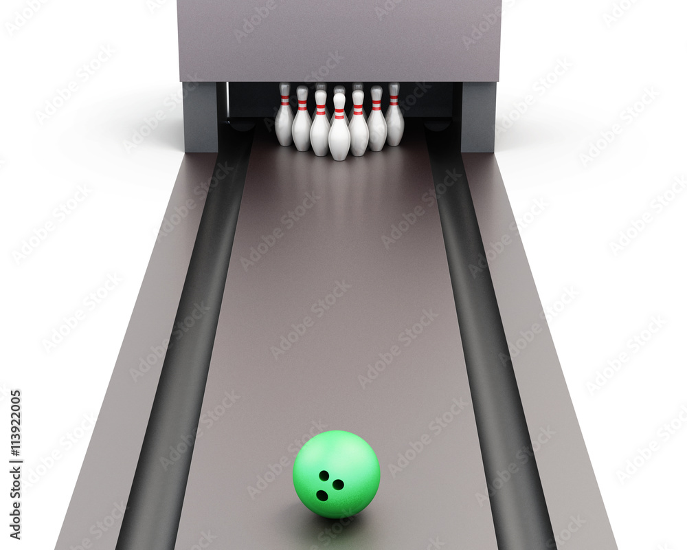Bowling isolated on a white background. 3d rendering. Stock ...