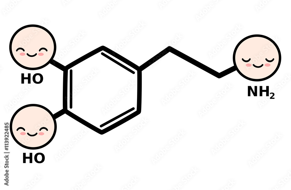cute cartoon dopamine molecule structure vector illustration Stock ...