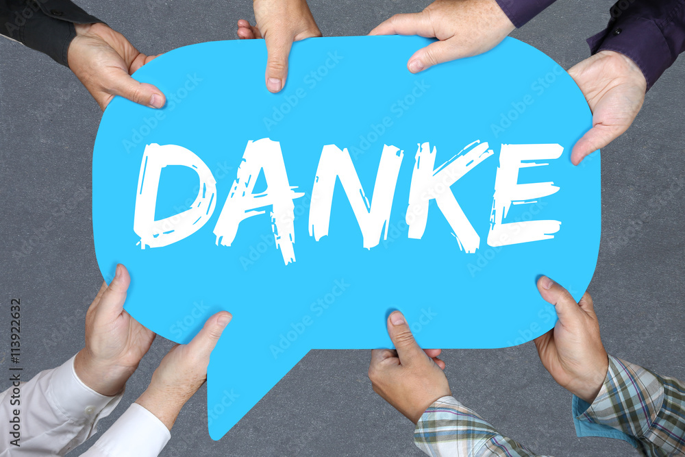 Gruppe Menschen halten Danke bedanken Business Konzept Stock-Foto ...