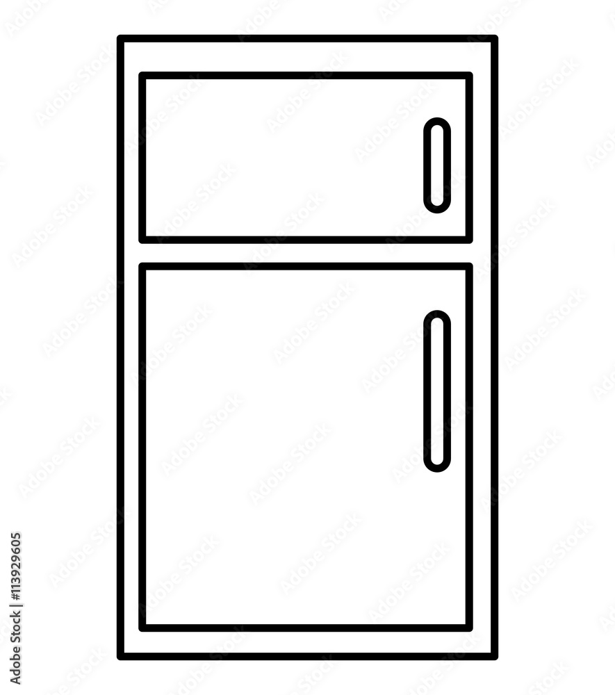 black and white fridge front view over isolated background,vector ...