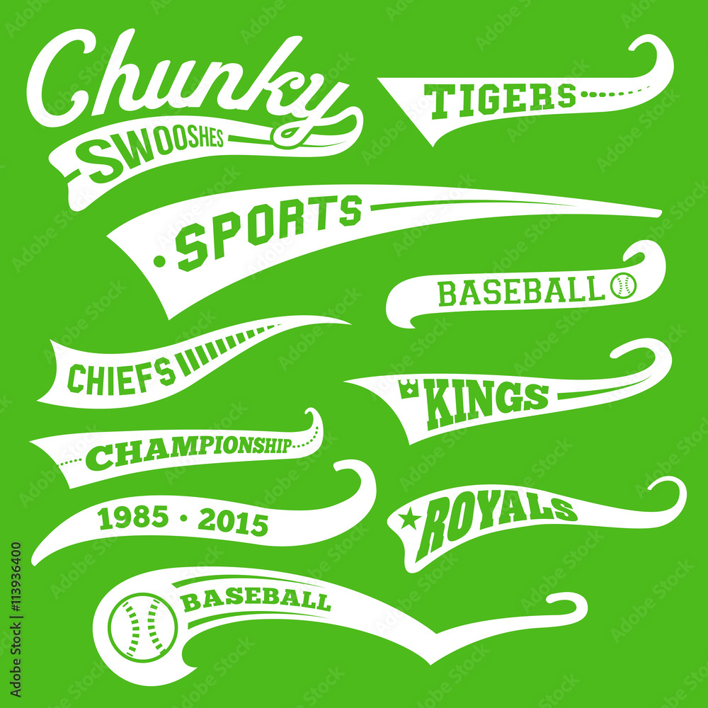 Vector Swooshes, Swishes, Whooshes, and Swashes for Typography on Retro ...