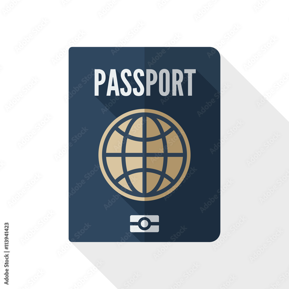 Vector Passport icon. Passport simple icon in flat style with long ...