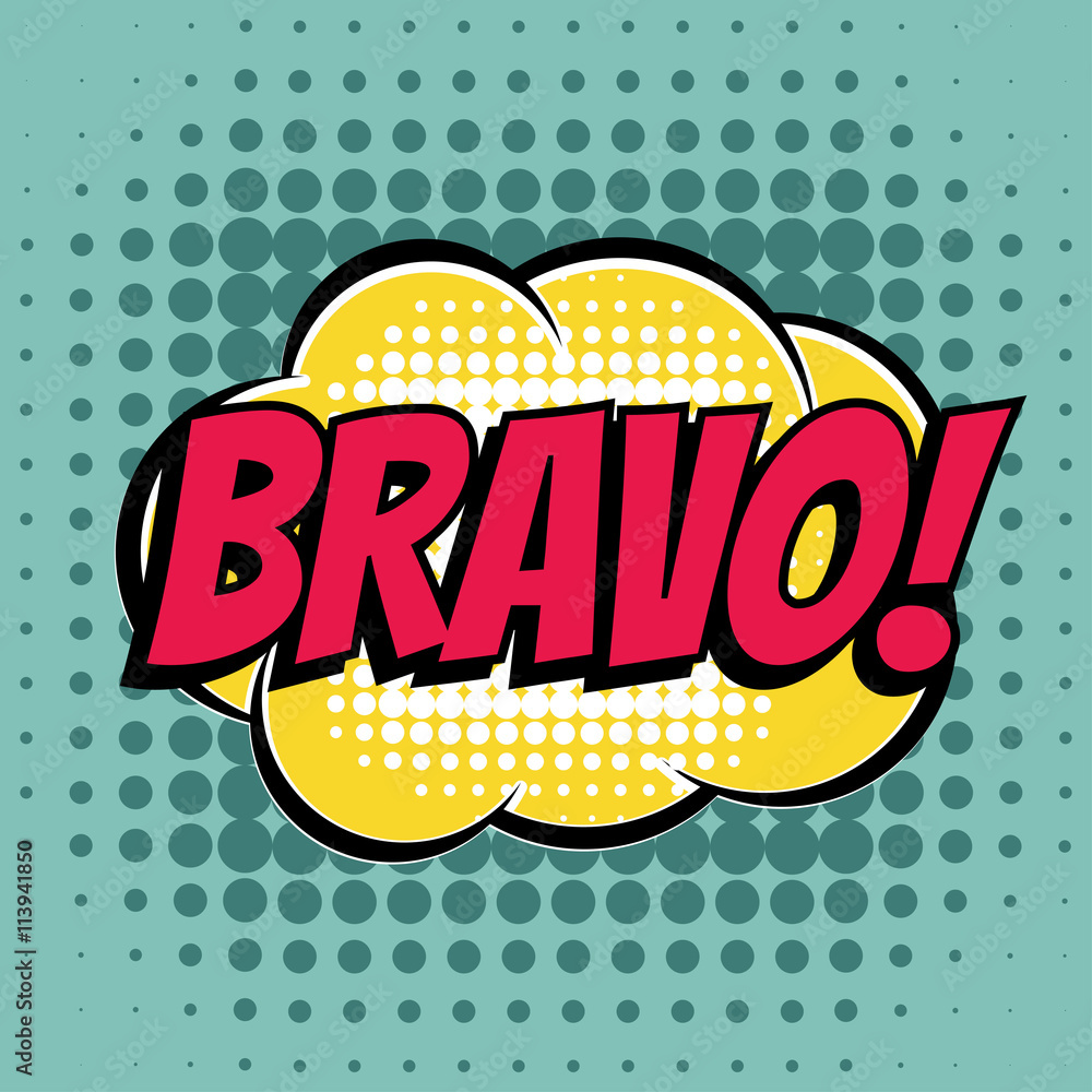 Bravo comic book bubble text retro style Stock Vector | Adobe Stock