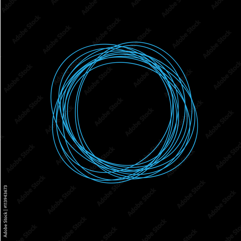 Vector blue rings in linear style on black background Stock Vector ...