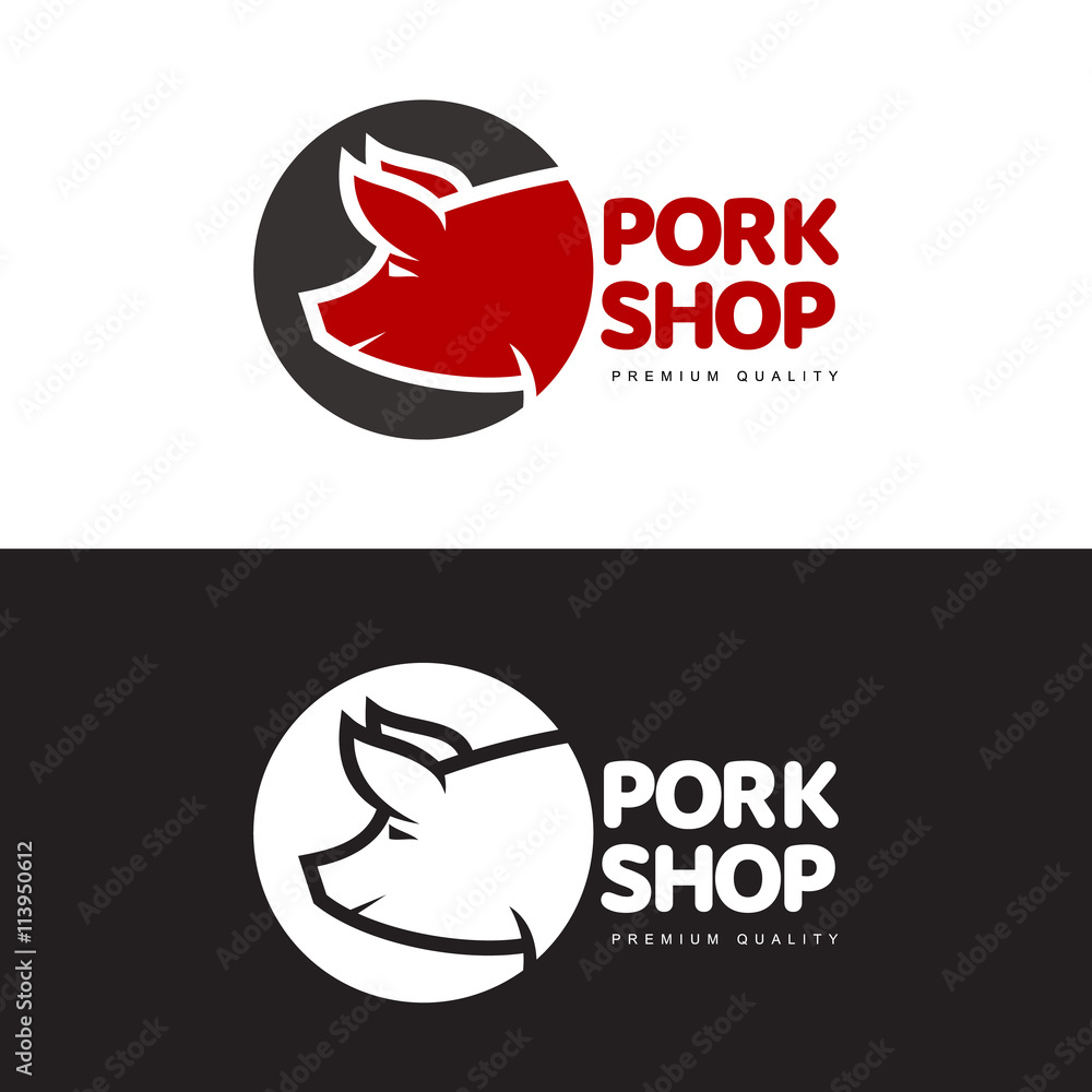 set of logos with a pig, vector simple illustration isolated on white ...