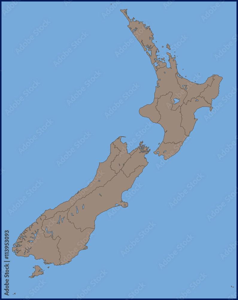 Empty Political Map of New Zealand Stock Vector | Adobe Stock