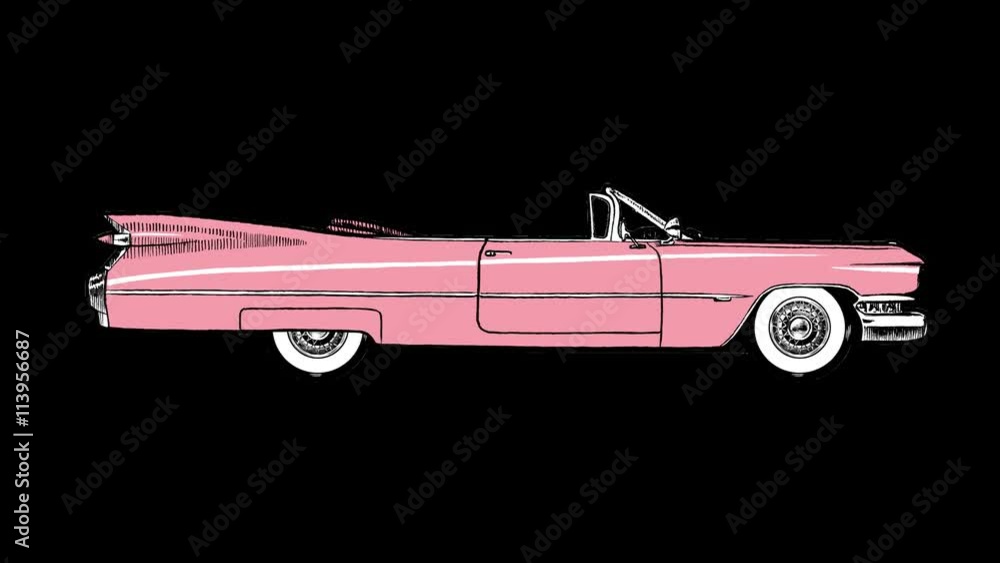 Authentic Elvis 1959 Pink Cadillac Convertible. Motion graphic animated ...