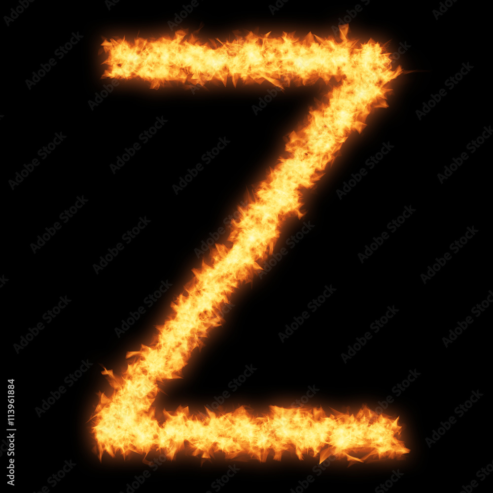Capital letter Z with fire on black background- Helvetica font based ...