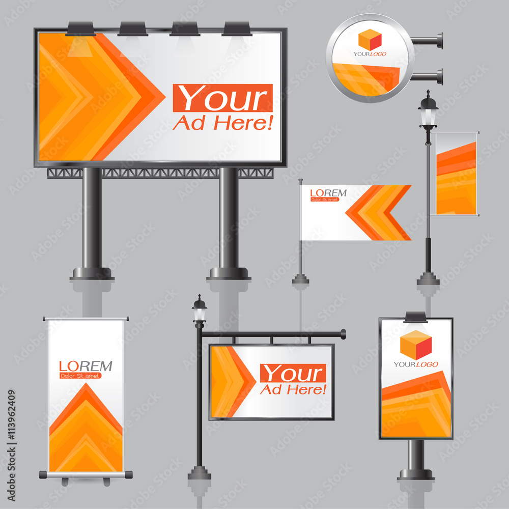 Vetor de vector Outdoor advertising design for company with color ...